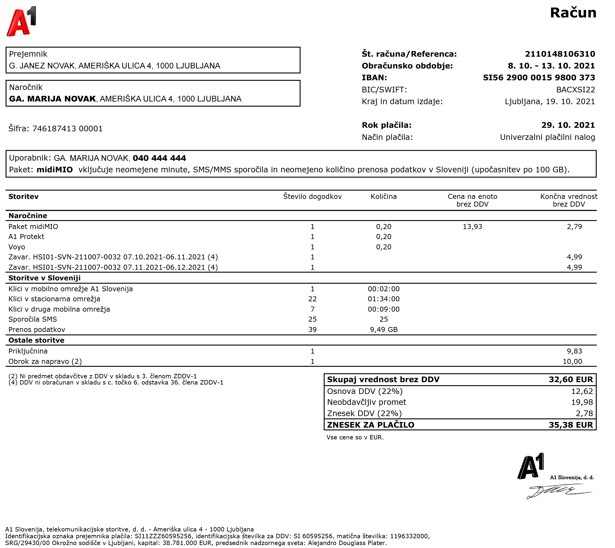 Razlaga računa | A1